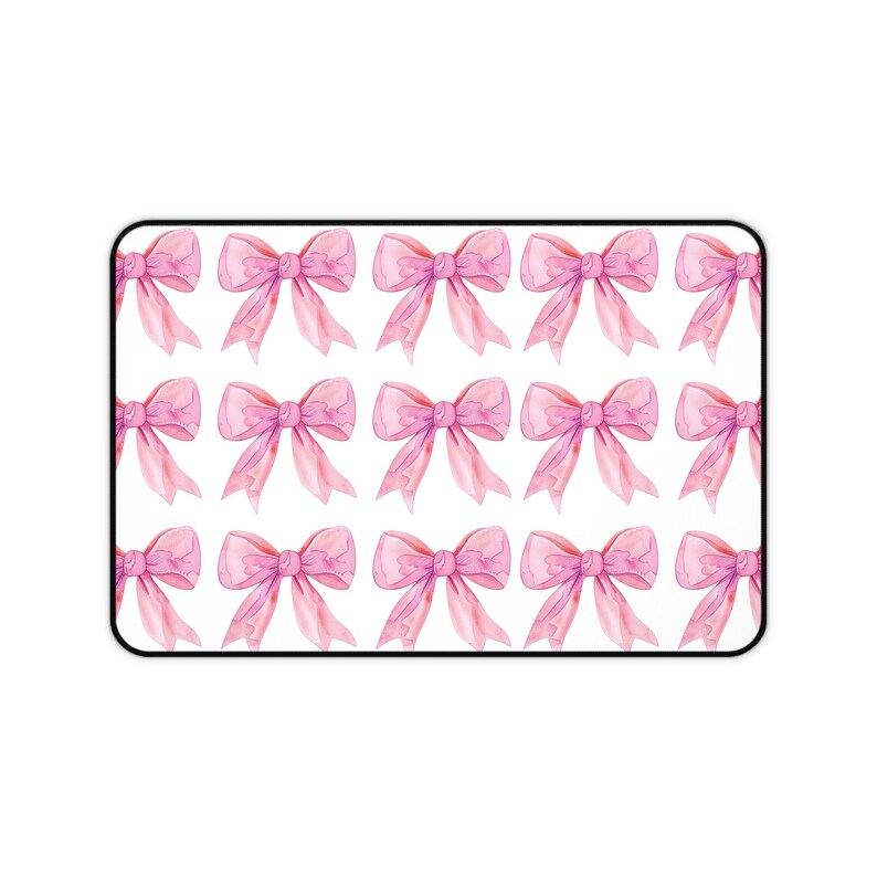 Coquette Aesthetics Pink Watercolor Bows Desk Mat 12x18 In, Girly Dorm ...