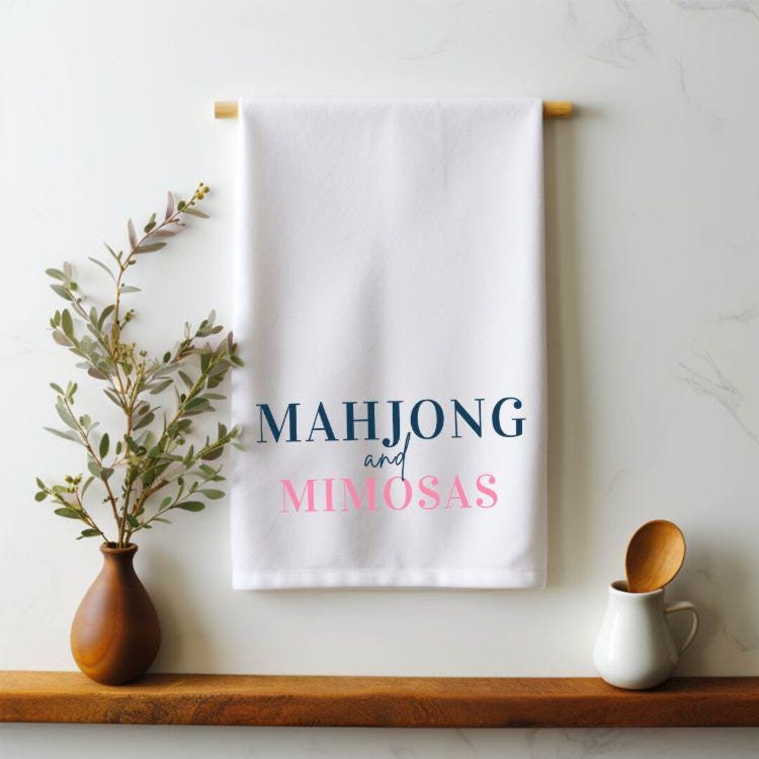 Mahjong and Prosecco Funny Kitchen Dish Tea Towel, Player Birthday Gift ...