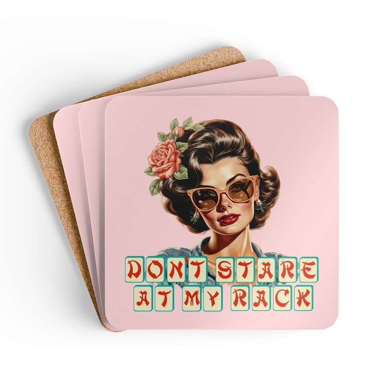 Mahjong Corkwood Coaster Set 4pc Player Gift Sarcastic Vintage Brunette ...