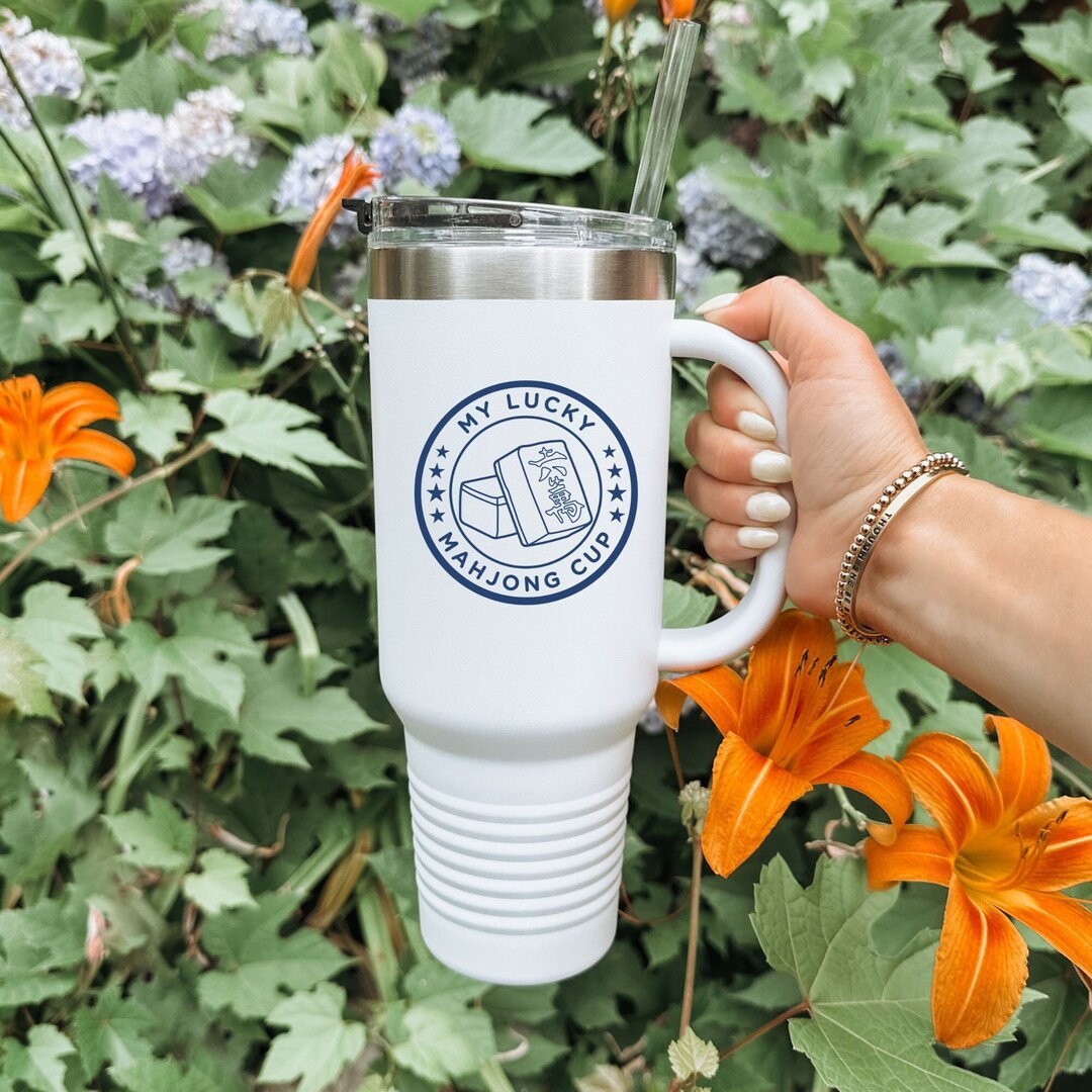 Mahjong Insulated Travel Mug 40oz, My Lucky Mahjong Cup, Mahjong ...