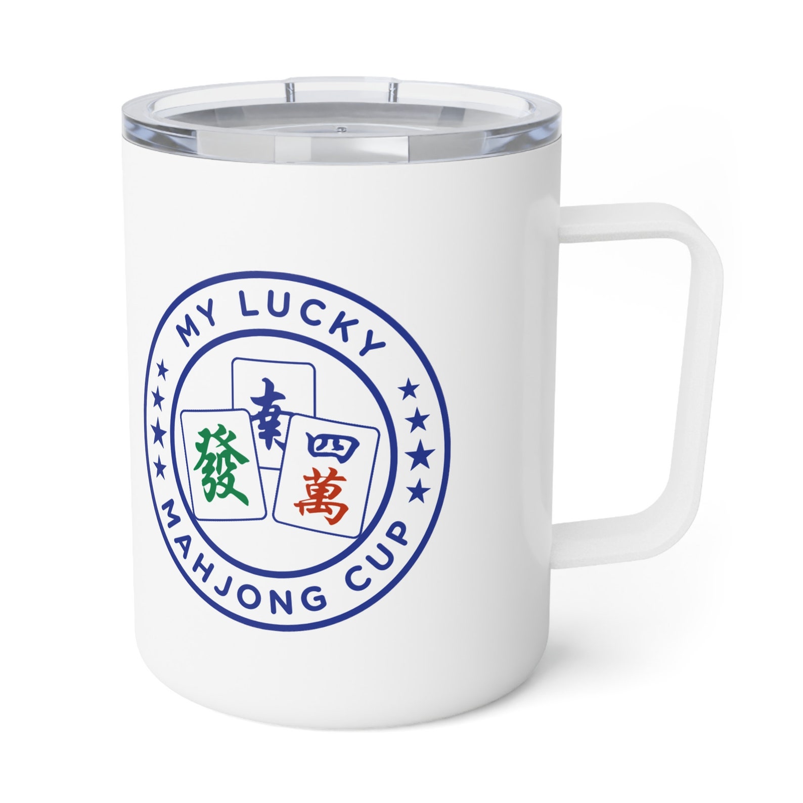 Mahjong Insulated 10oz Coffee Tea Mug, My Lucky Mahjong Cup, Mahjong ...