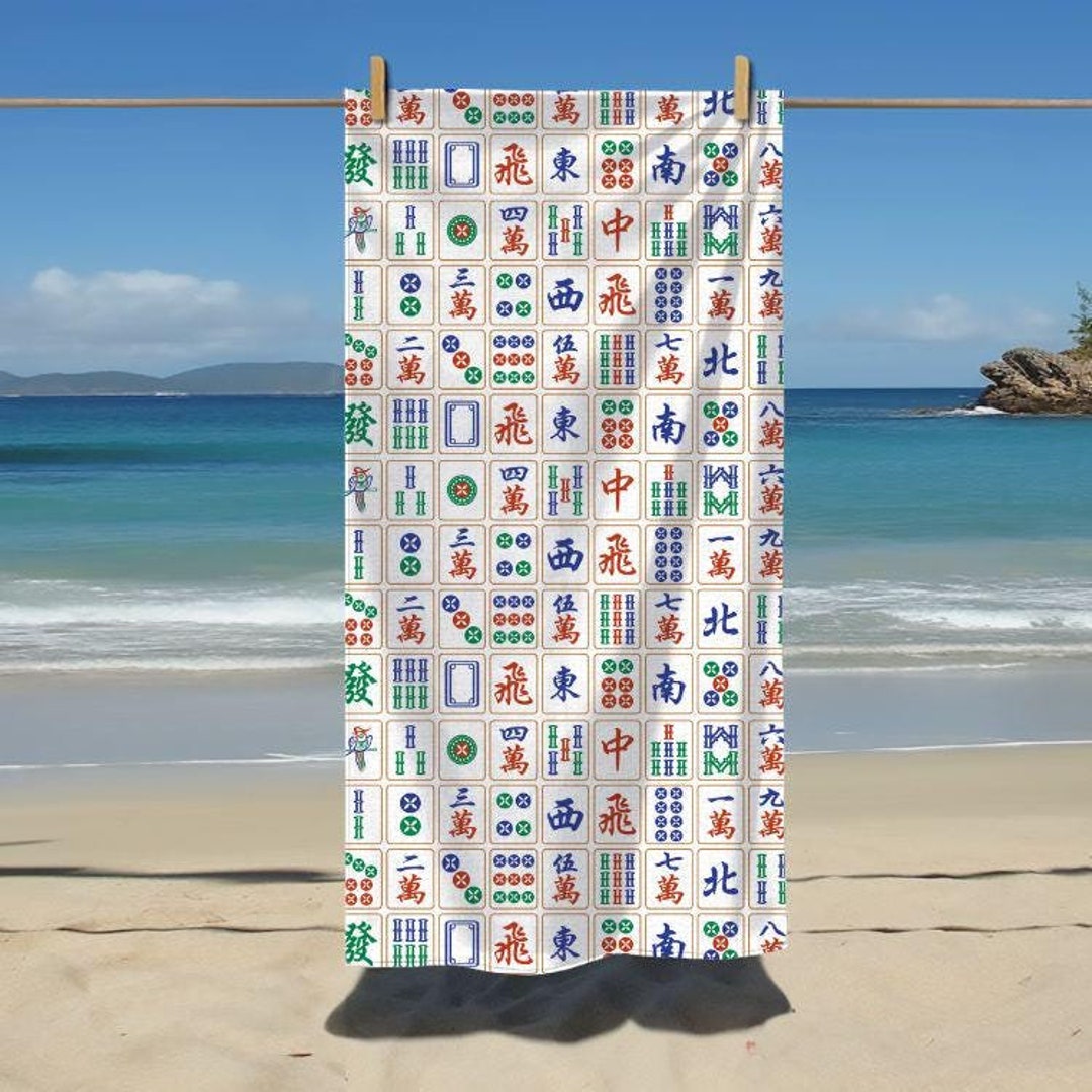 Mahjong Boho Beach Towel, Mahjong Tiles Towel, Mahjong Friends Gift ...