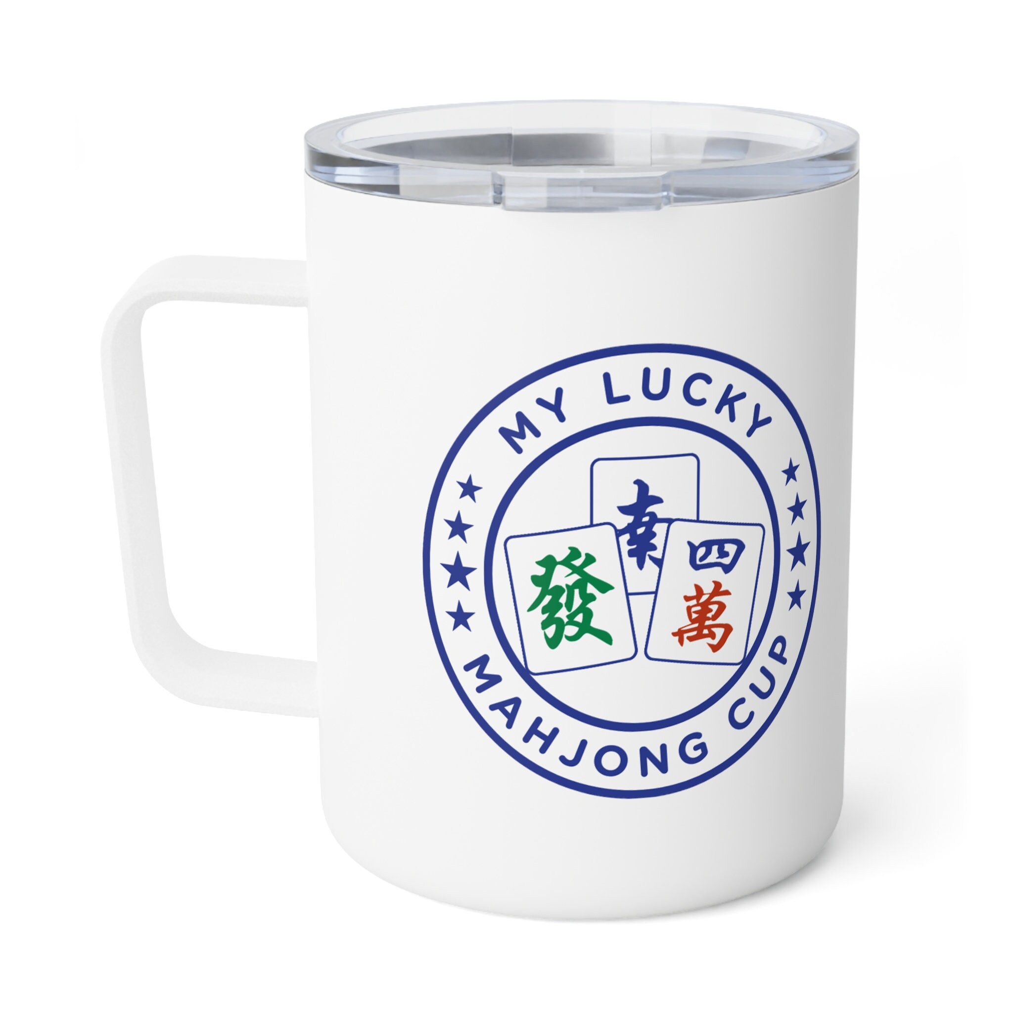 Mahjong Insulated 10oz Coffee Tea Mug, My Lucky Mahjong Cup, Mahjong ...