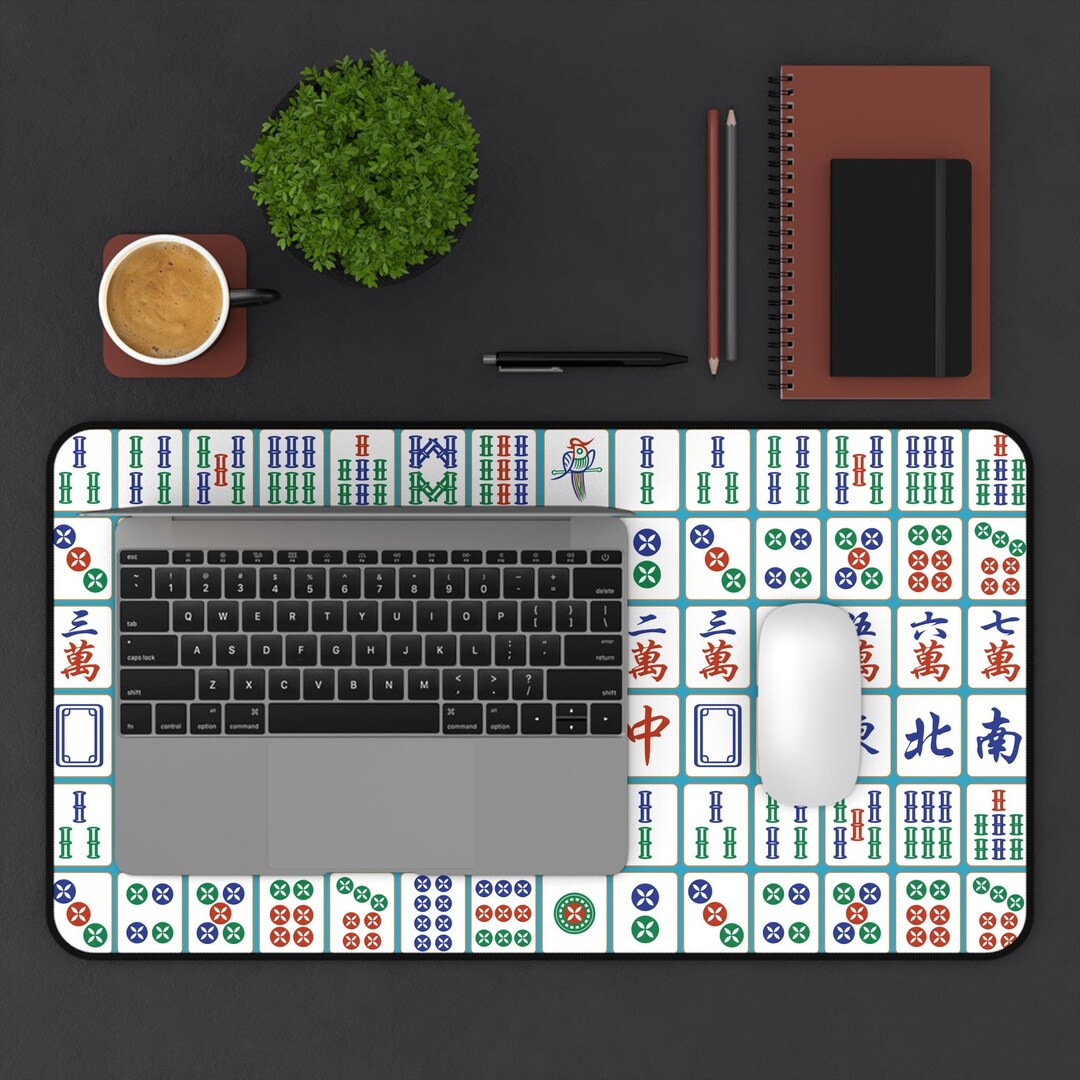 Mahjong Tiles Desk Mat 12x22 In, Dorm Gift, Mom Gift, Office Décor ...