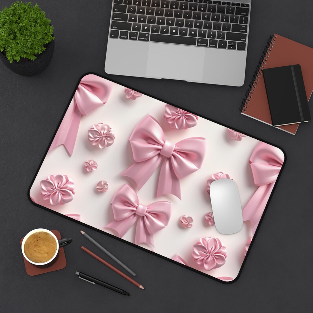 Coquette Aesthetics 3D Pink Bows Desk Mat 12x18 In, Girly Dorm Room ...