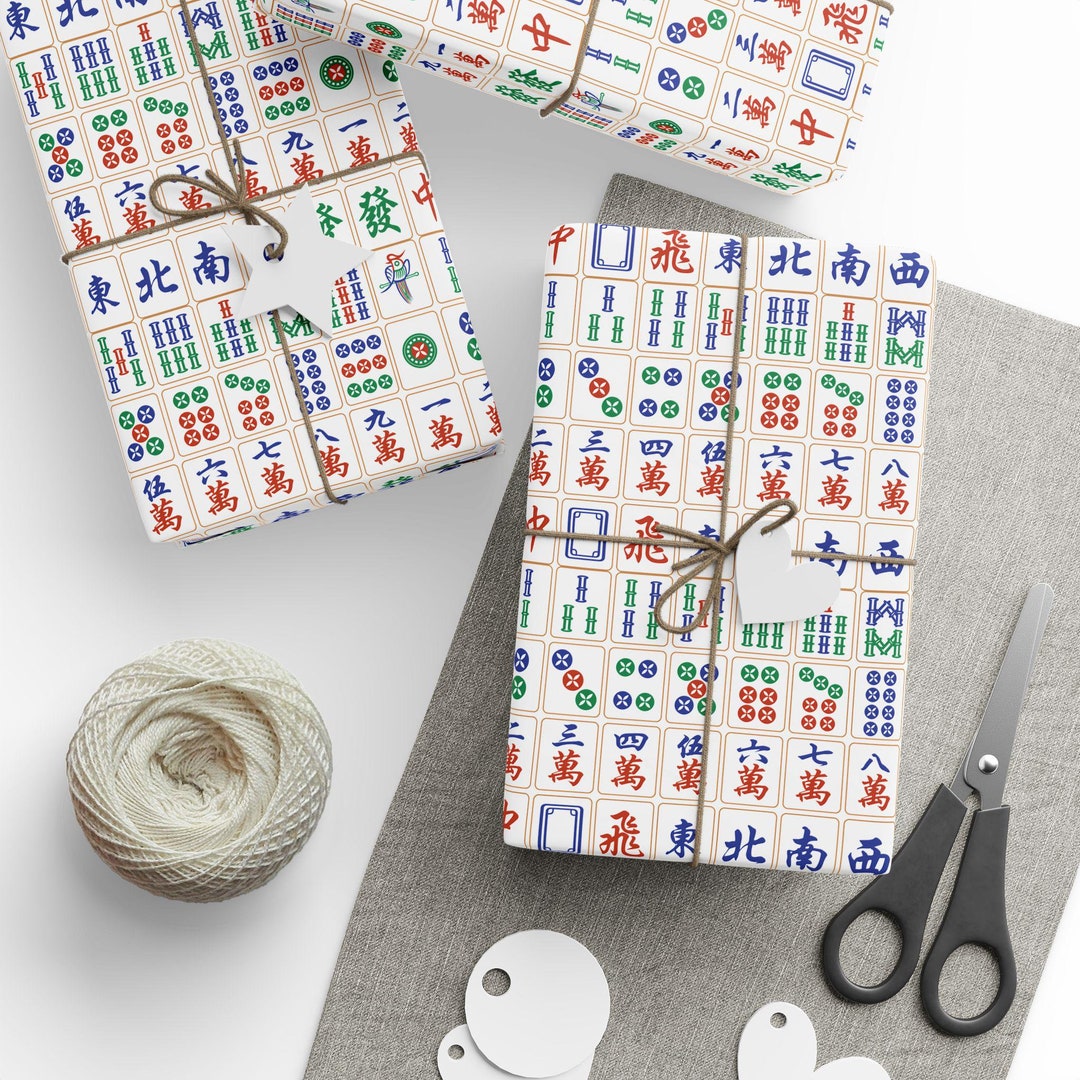 Mahjong Tiles Gift Wrapping Paper, Mahjong Friendship Gift Wrap ...