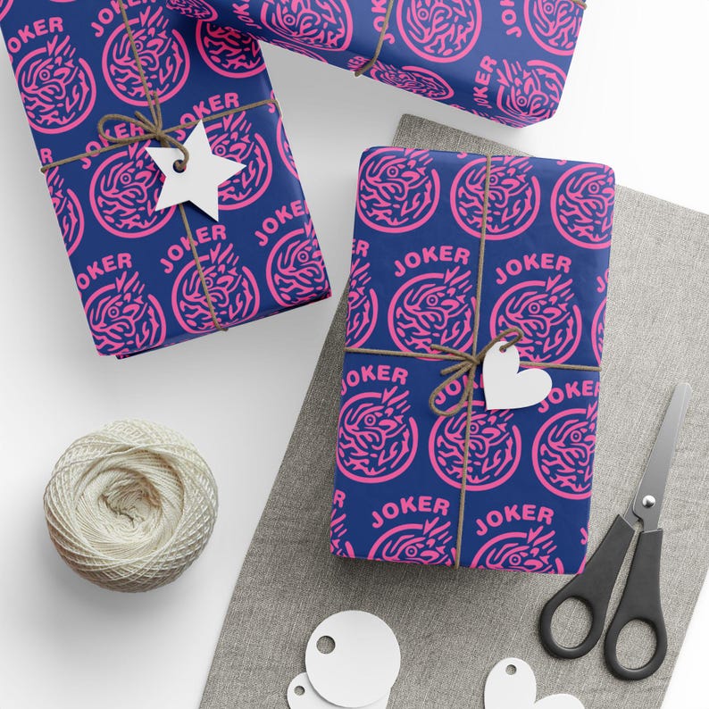 Mahjong Dark Blue Jokers Gift Wrapping Paper, Player Birthday Gift ...