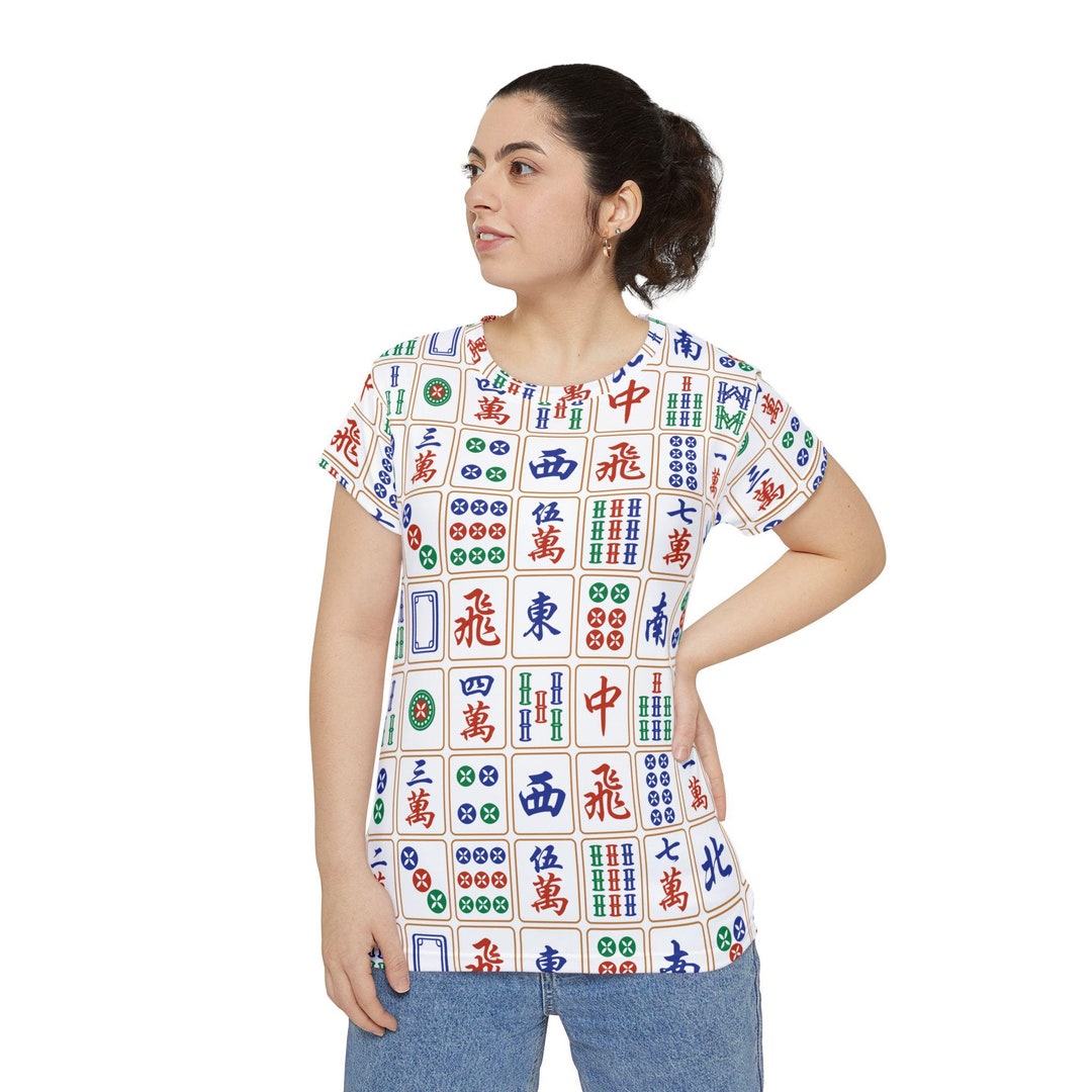 Mahjong Tiles Women's Short Sleeve Shirt, Christmas Birthday Gift, Mahj ...