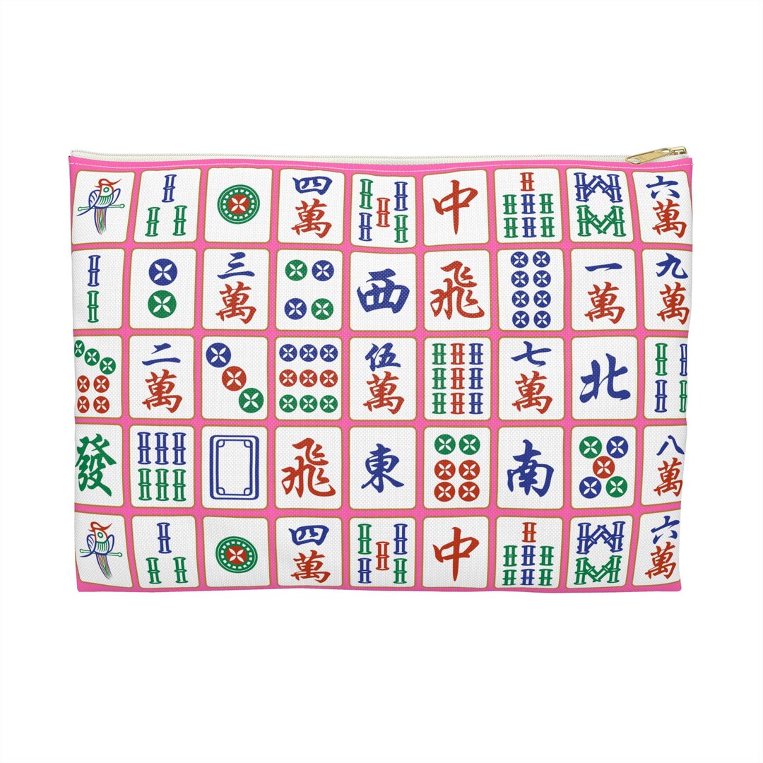Mahjong Hot Pink Large Accessory Pouch, Birthday Gift, Pencil Pouch ...