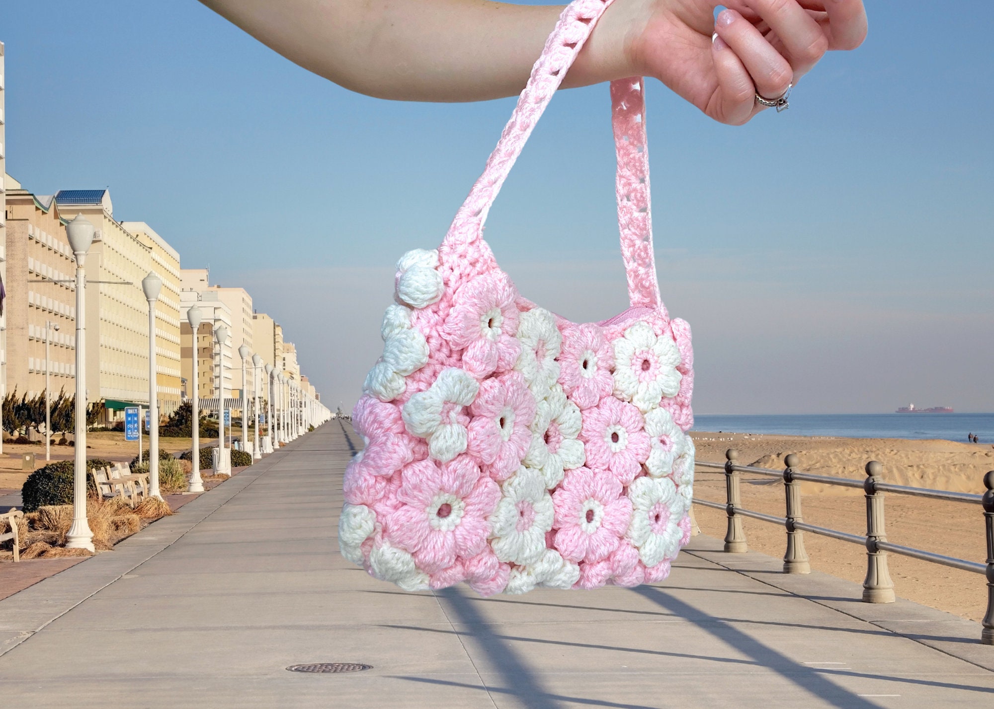 Crochet Flower Bag Pattern – Puff Stitch Wrist Bag (PDF Pattern) - Etsy