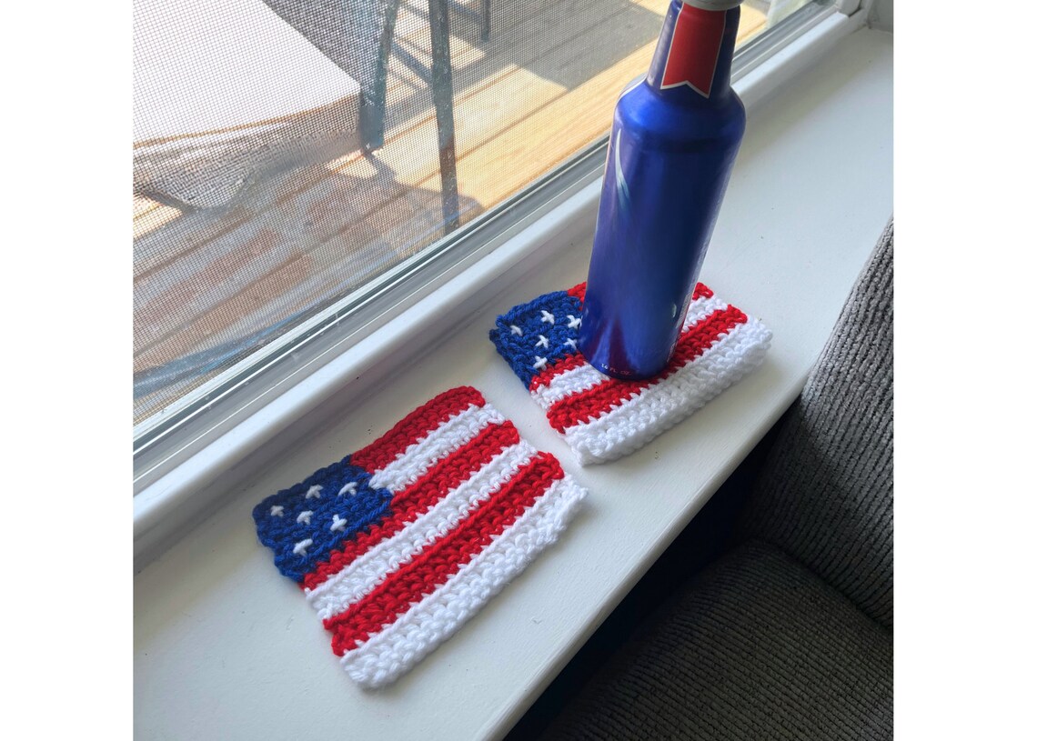 Crochet Pattern - 4th of July Coasters- Independence Day- American Flag ...