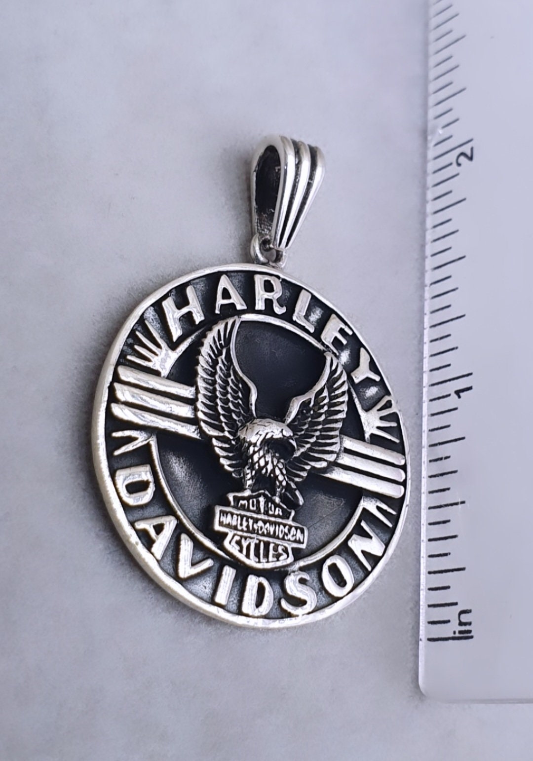 925 Silver Harley Davidson Pendant - Etsy UK