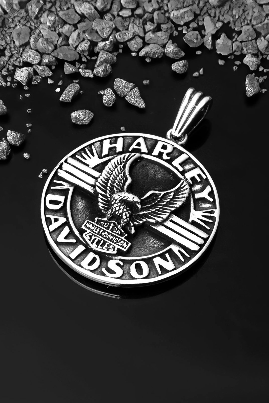 925 Silver Harley Davidson Pendant - Etsy UK