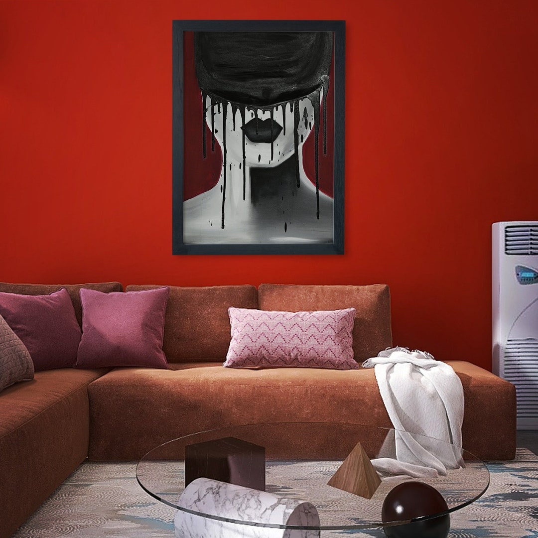 Woman Portrait Painting, Faceless Woman Art, Woman Canvas Art, Gothic ...