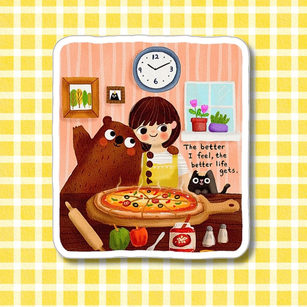 Pizza Time Kiss-cut Stickers Self Love Kawaii Stickers Positivity ...