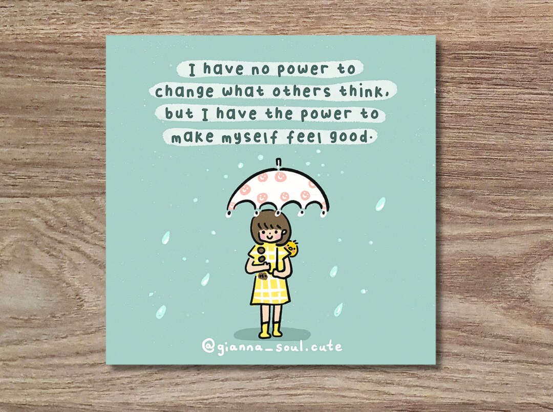 Smiley Faces Umbrella Affirmation Cards, Positive Quote Cards, Self ...