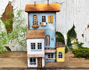 Wooden House Miniature, Rustic House Home Decor, Boho Decor, Driftwood ...