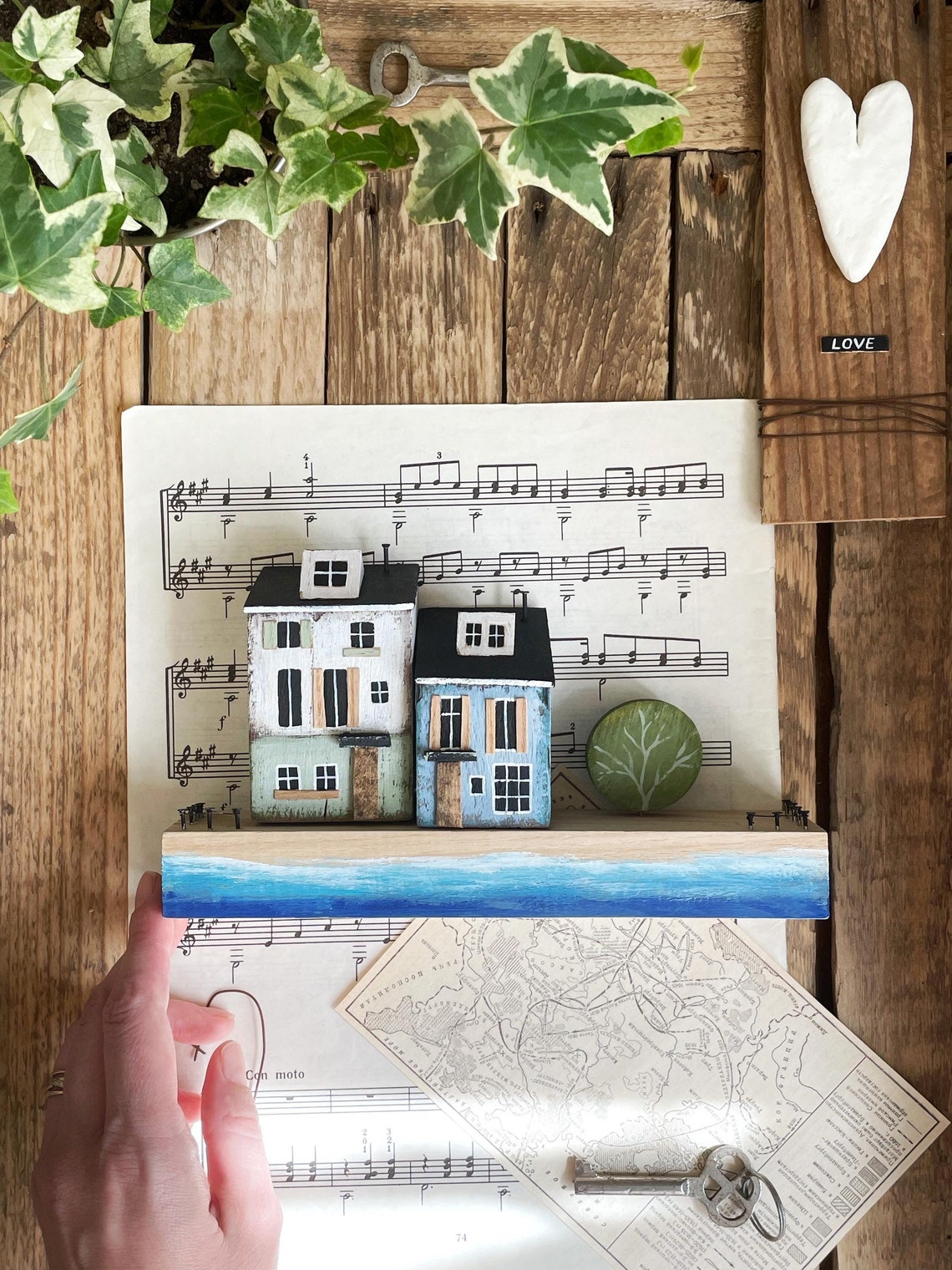 Wooden House Miniatures, Rustic Home Decor, Old Cottages, Driftwood ...