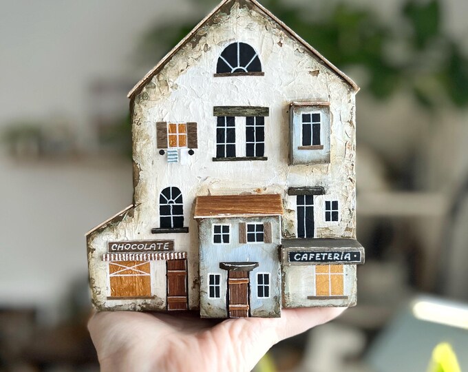 Handmade Wooden Mini House | Miniature Village House Decor | Rustic ...