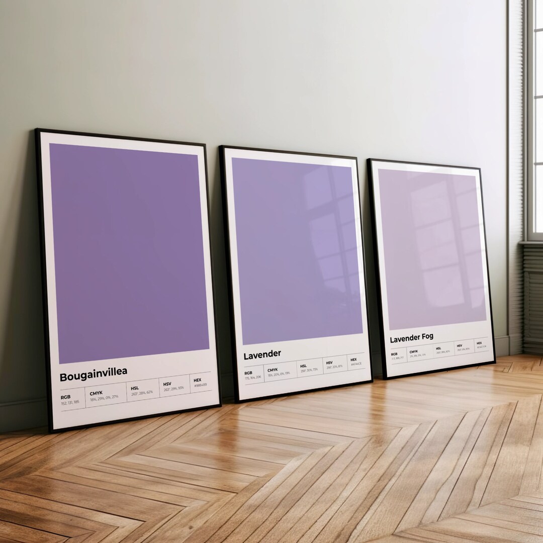 Set of 3 Pantone Color Printable Poster | Lavender | Lavender Fog ...