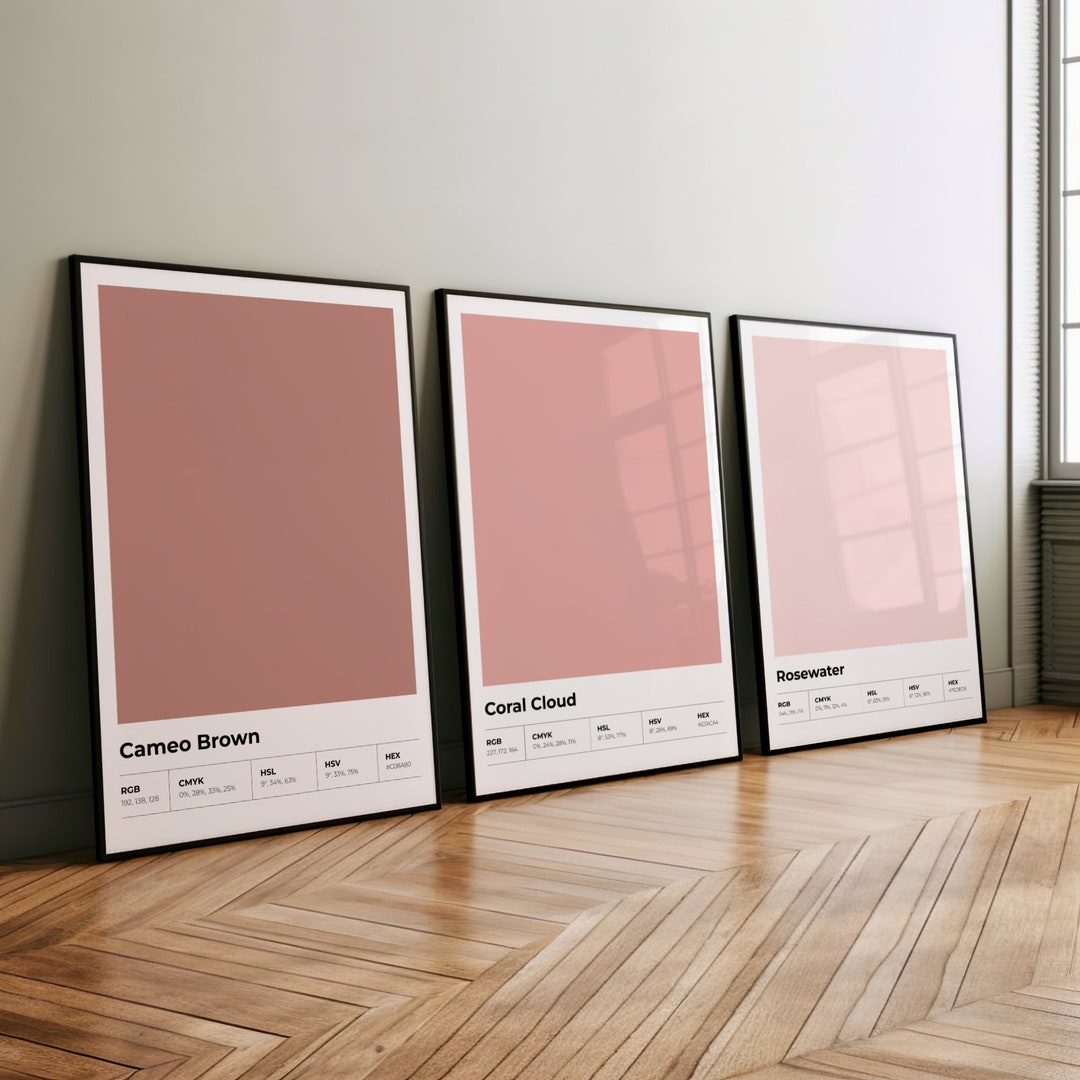 Pantone Colors Poster Set: Cameo Brown, Coral Cloud, Rosewater ...