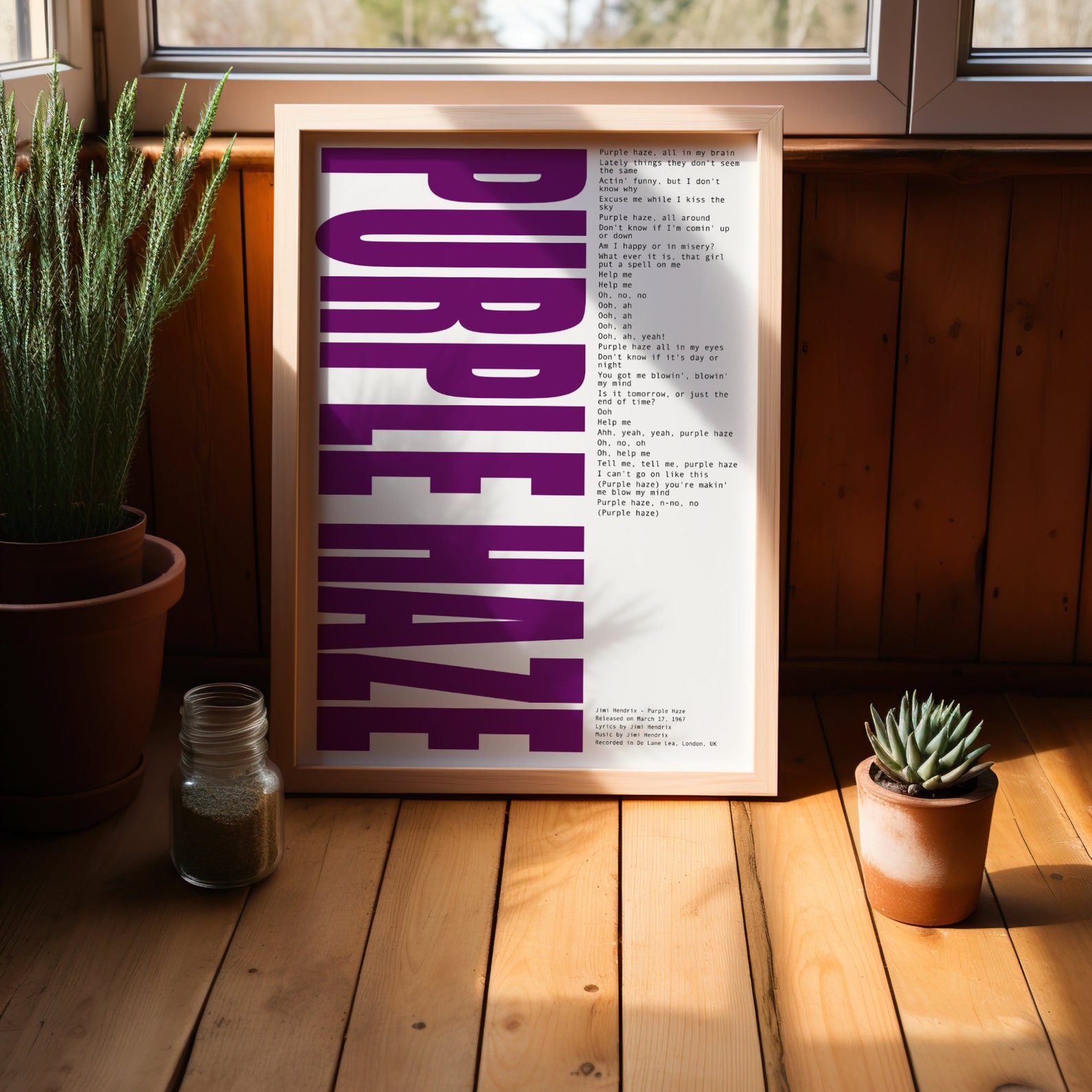 Jimi Hendrix "purple Haze" Lyrics Poster | Printable Poster | Misc ...