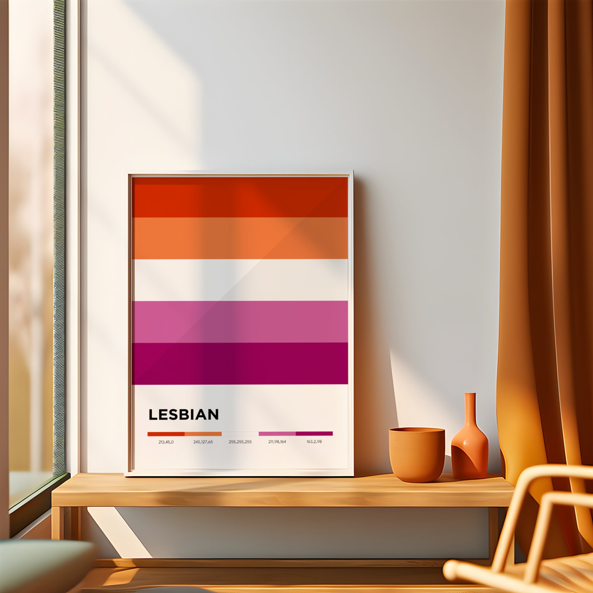 Lesbian Flag Printable Poster | LGBTQ Poster | LGBT Symbol | Printable ...