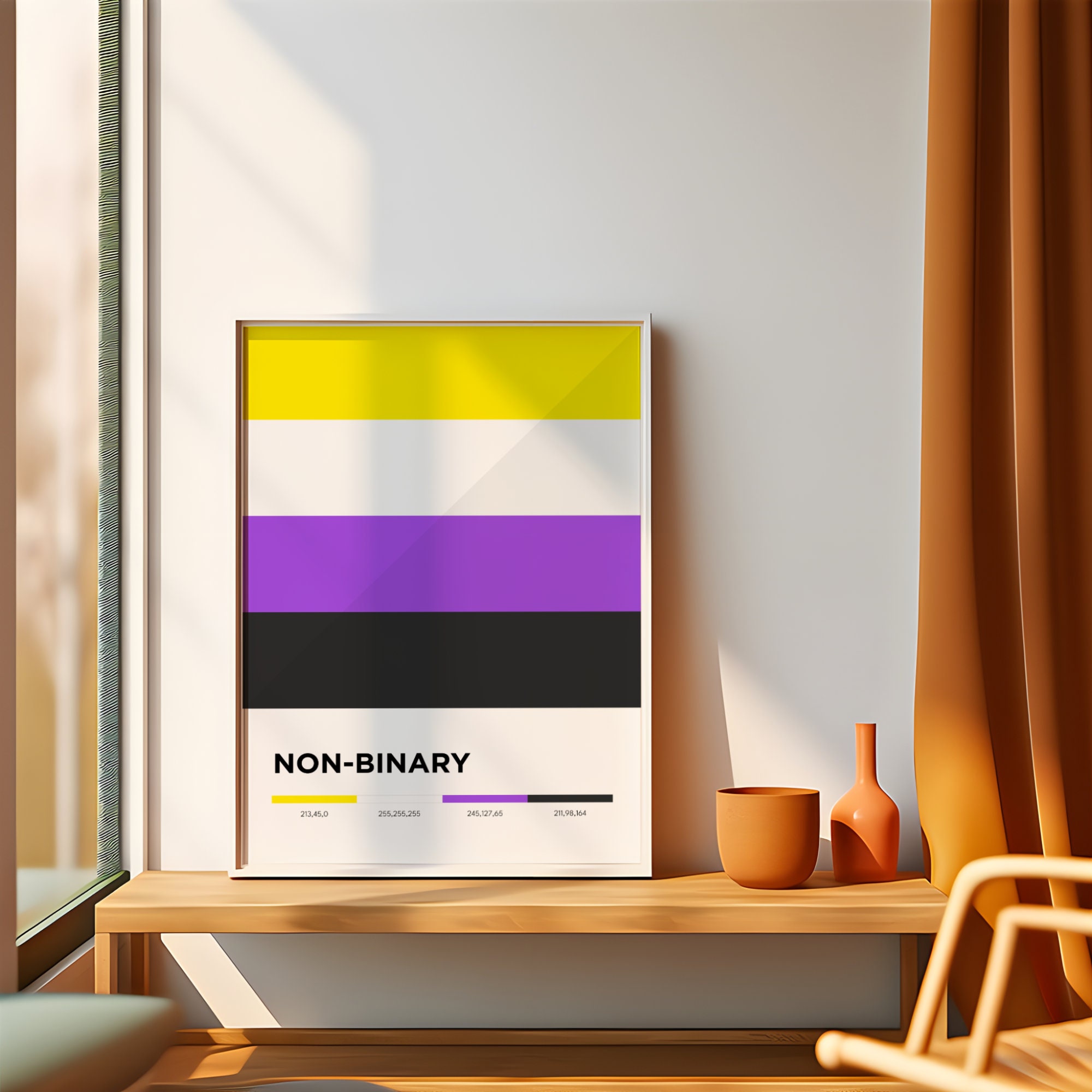Non-binary Gender Flag Printable Poster LGBT Poster Gender Oriented-based Flag LGBTQ Symbol - Etsy