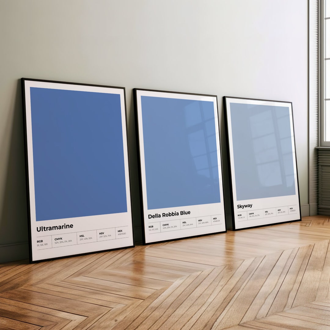 Set of 3 Pantone Colors Poster in Blue | Pantone Ultramarine | Pantone ...