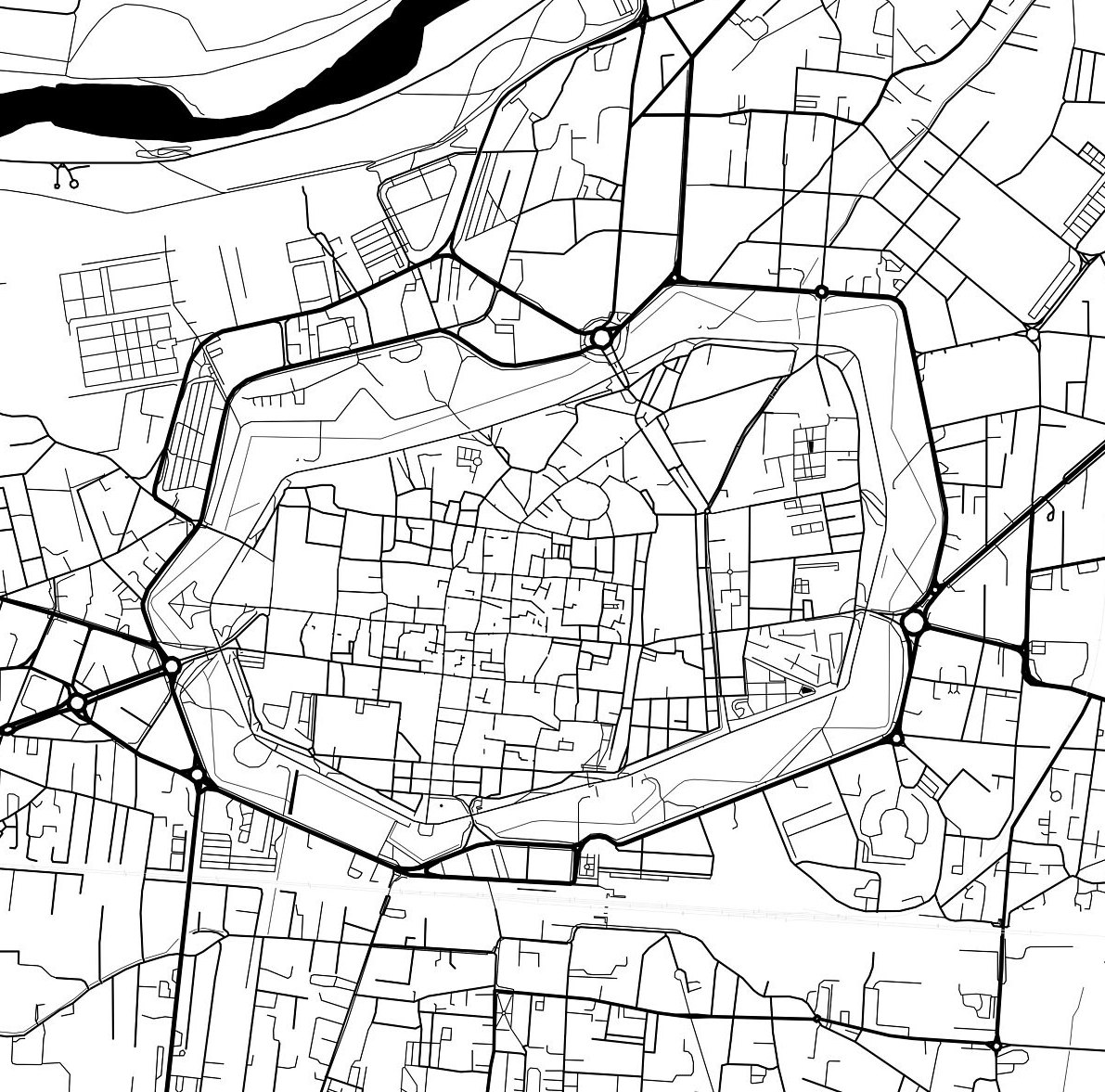 Lucca Minimal Map Map of Lucca Printable Map Italian City Black & White ...