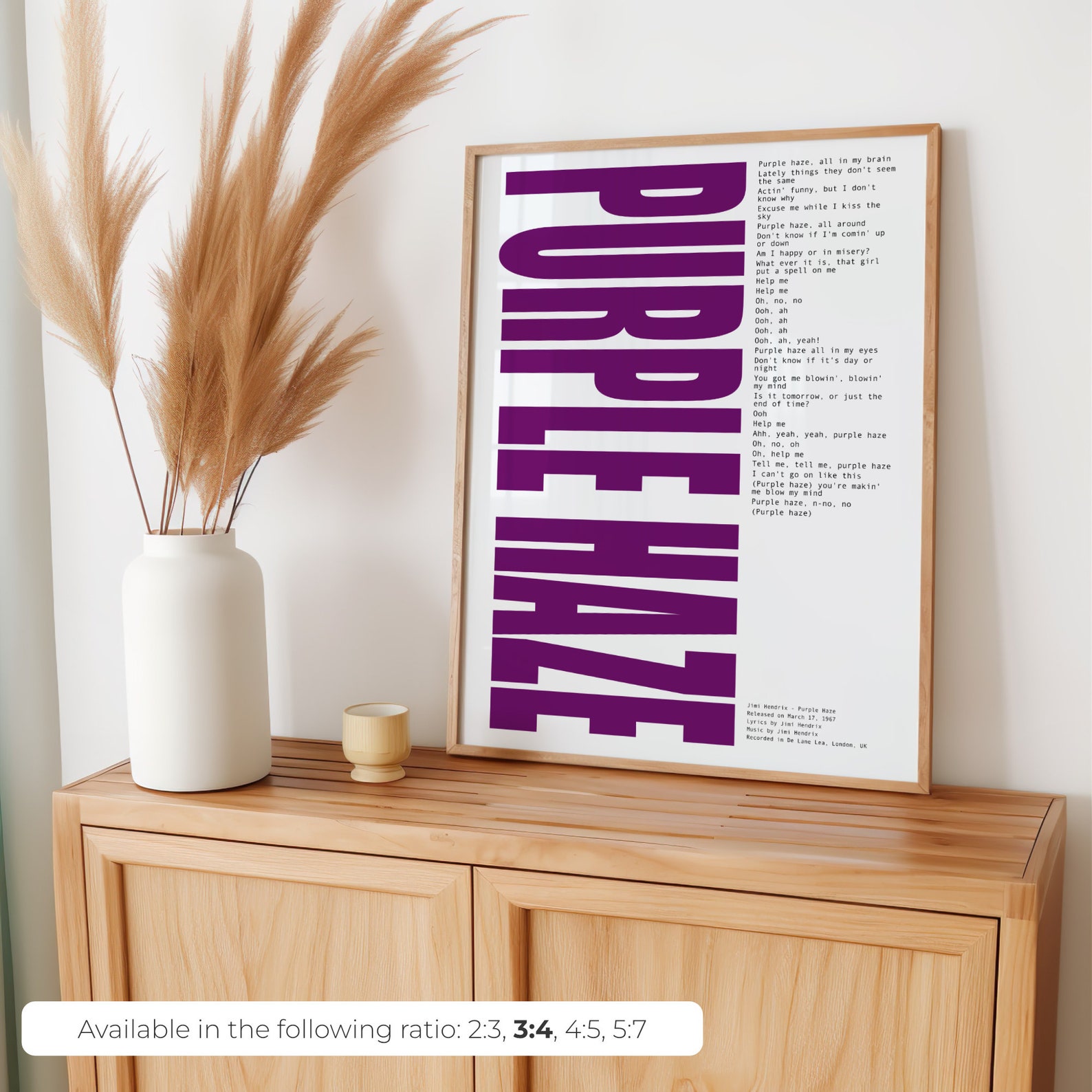 Jimi Hendrix "purple Haze" Lyrics Poster | Printable Poster | Misc ...