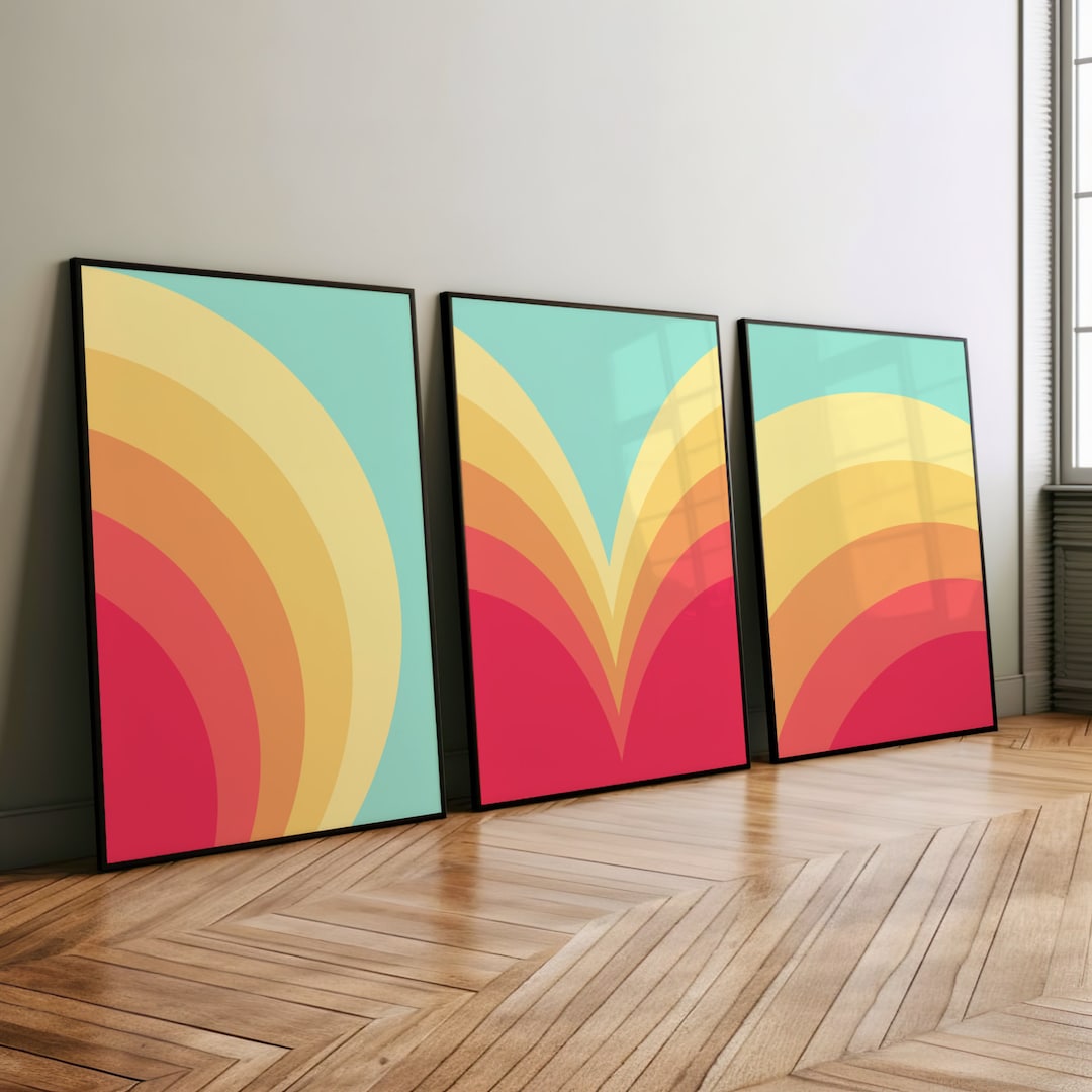 Abstract Summer Colors Poster Set: Warm Tone Wall Art (digital Download ...