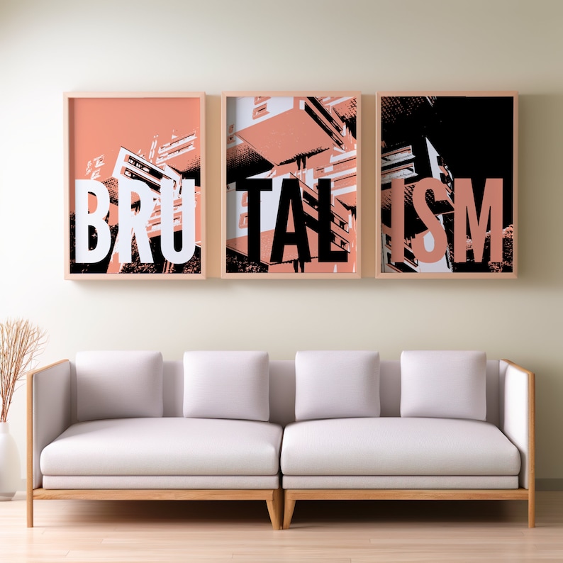 Set of 3 Brutalist Poster | Brutalism Poster | Printable Brutalist ...