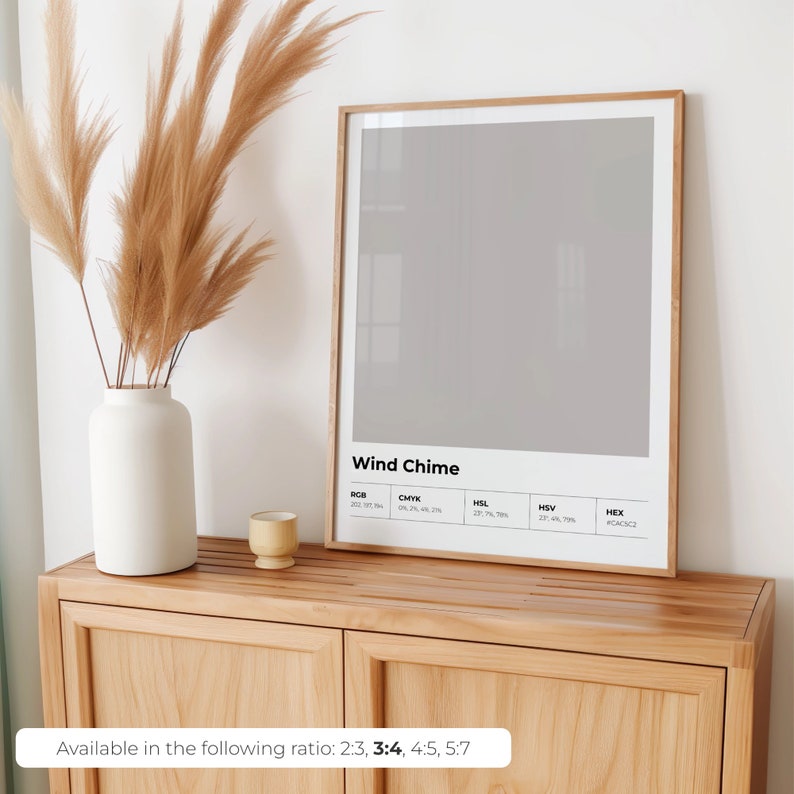 Grey Pantone Color Prints: Paloma, White Sand, Wind Chime (digital ...