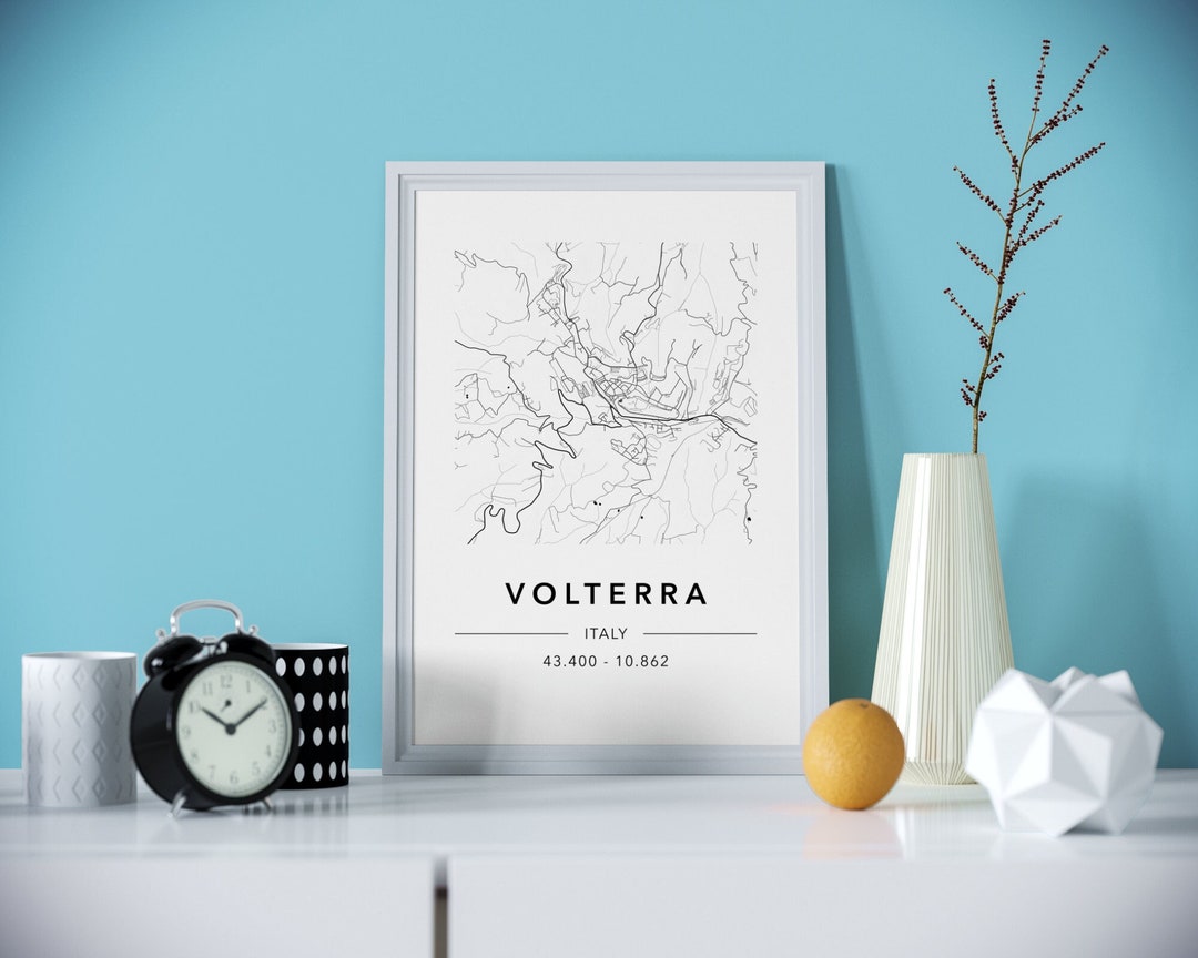 Map of Volterra | Volterra Minimal Map, Black & White | Printable Map ...