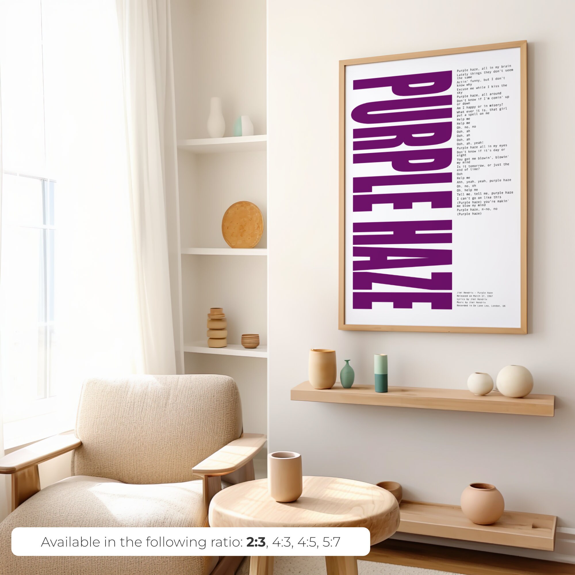 Jimi Hendrix "purple Haze" Lyrics Poster | Printable Poster | Misc ...