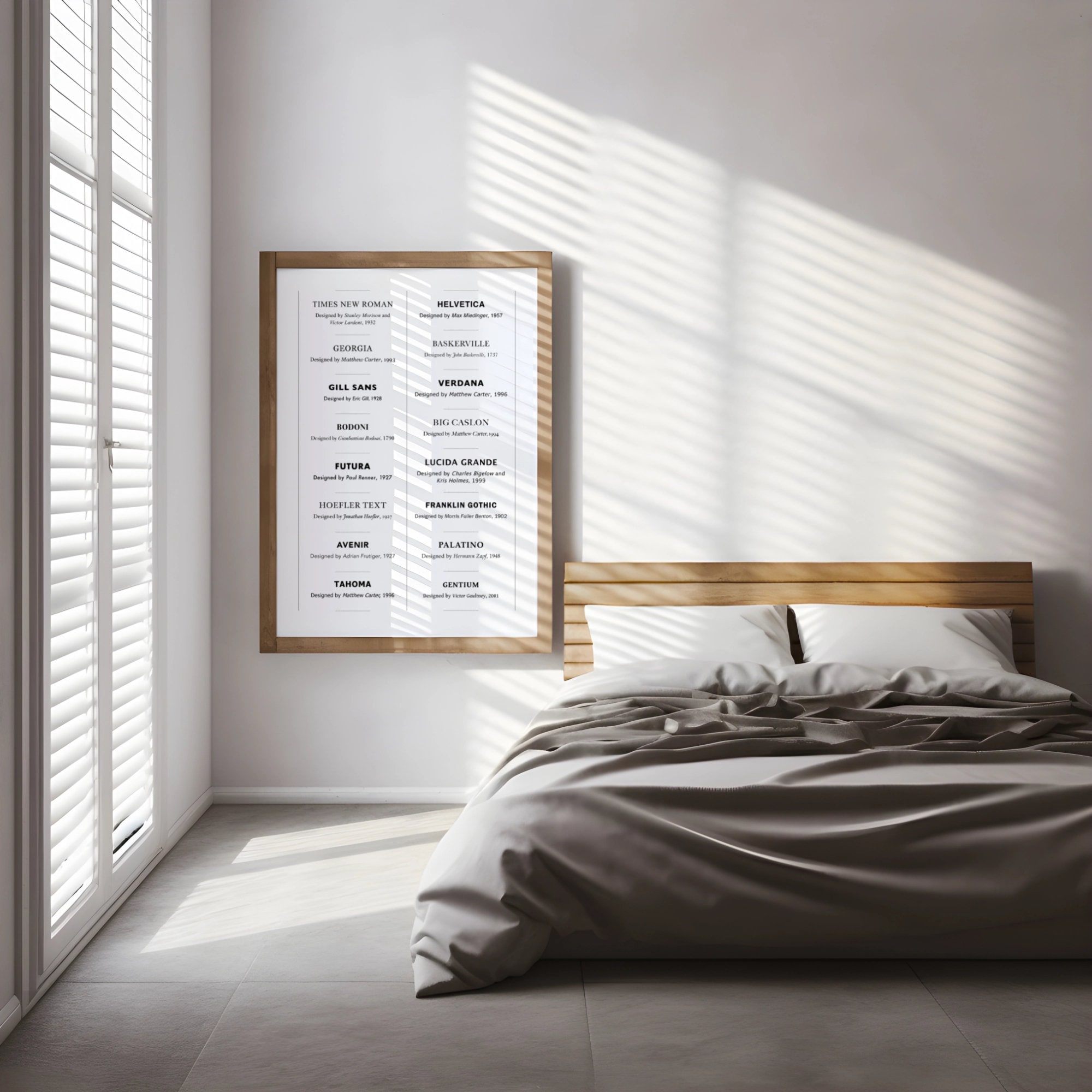 Font Family List Printable Poster | Baskerville, Helvetica, Avenir and ...