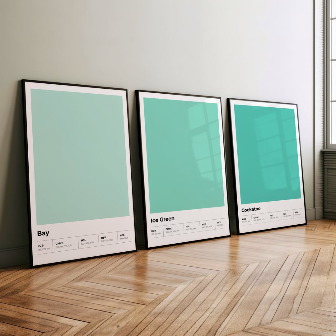 Set of 3 Pantone Colors Poster | Pantone Bay | Pantone Ice Green ...