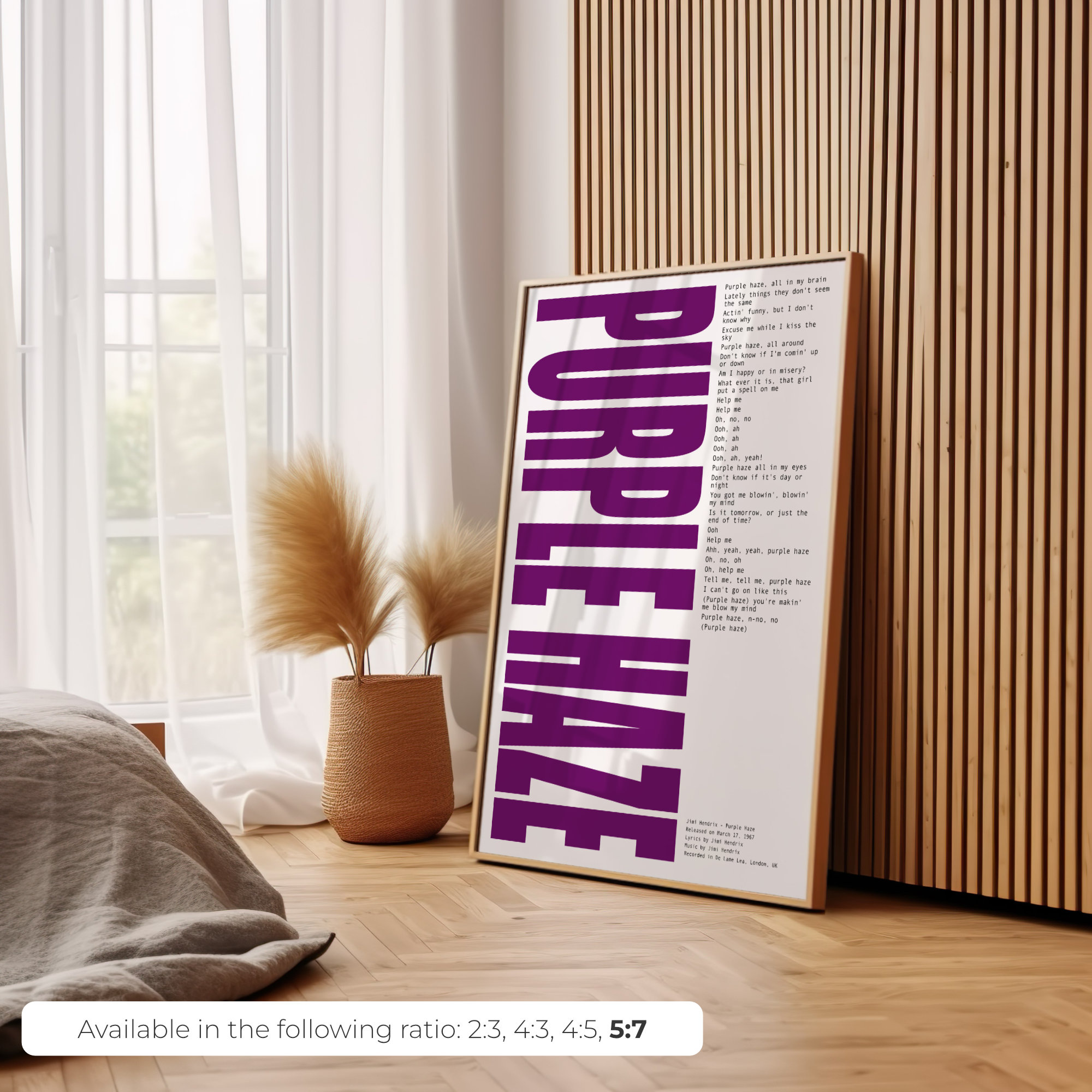 Jimi Hendrix "purple Haze" Lyrics Poster | Printable Poster | Misc ...