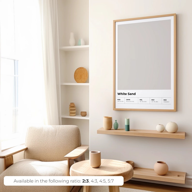 Grey Pantone Color Prints: Paloma, White Sand, Wind Chime (digital ...