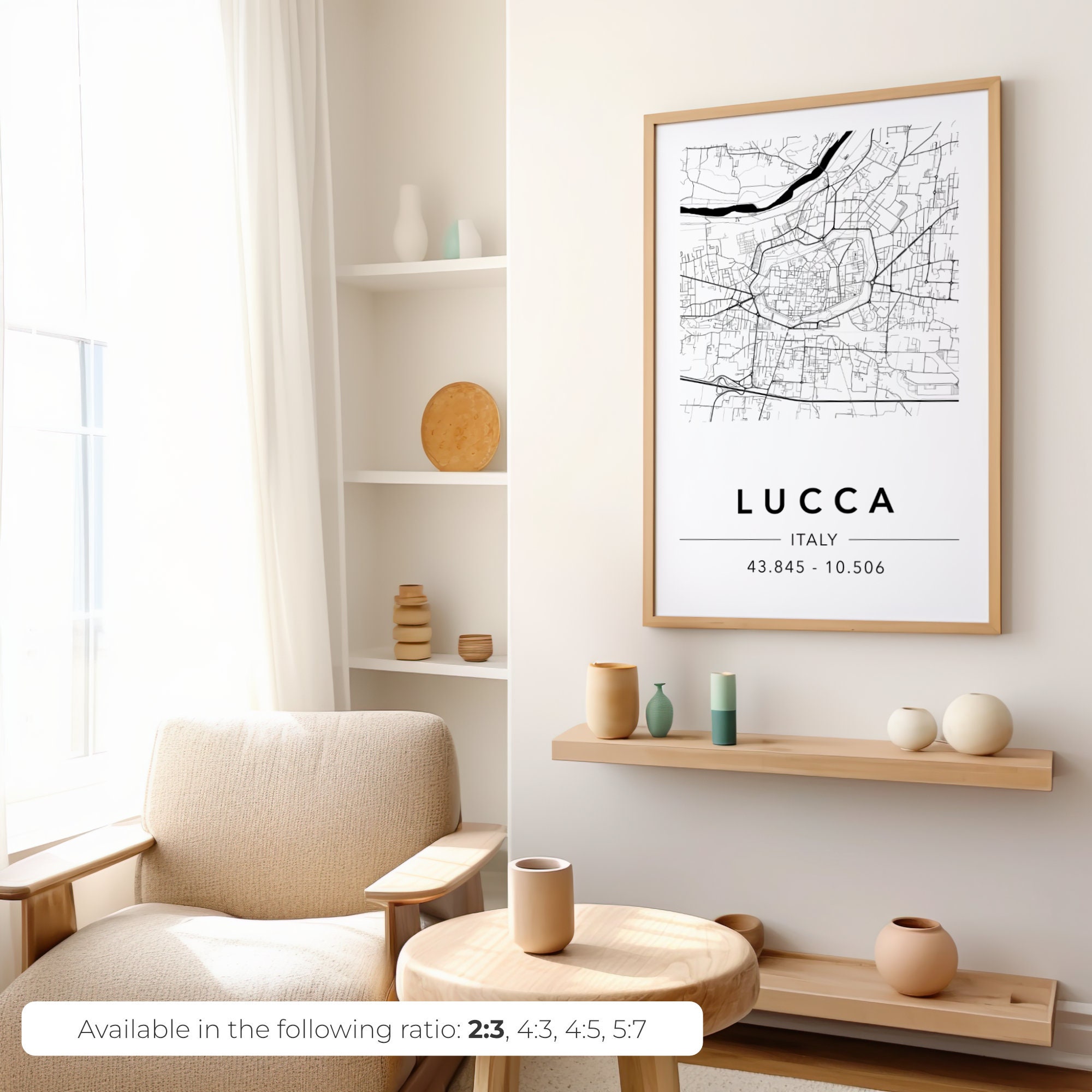 Lucca Minimal Map Map of Lucca Printable Map Italian City Black & White ...