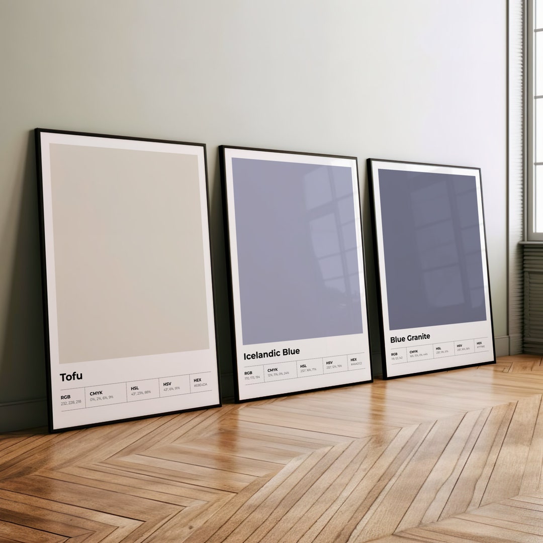 Pantone Color Poster Set: Tofu, Icelandic Blue, Blue Granite (digital ...