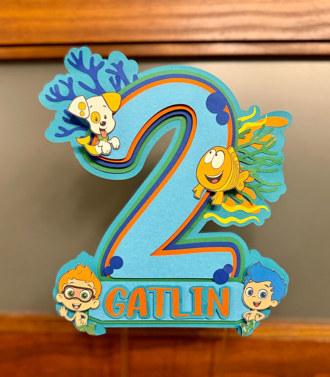 Personalized 3D Cardstock Cake Topper - Bubble Guppies - Etsy