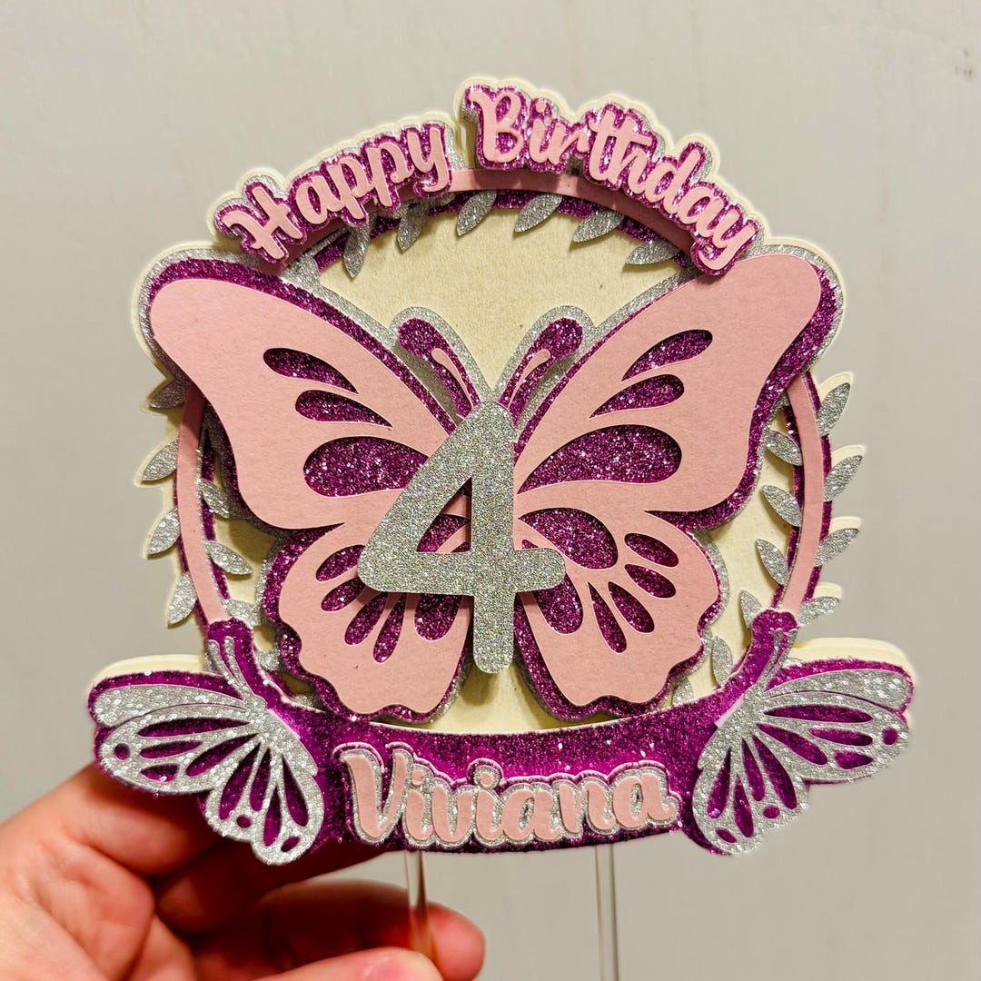 Personalized 3D Cardstock Cake Topper - Butterfly - Etsy