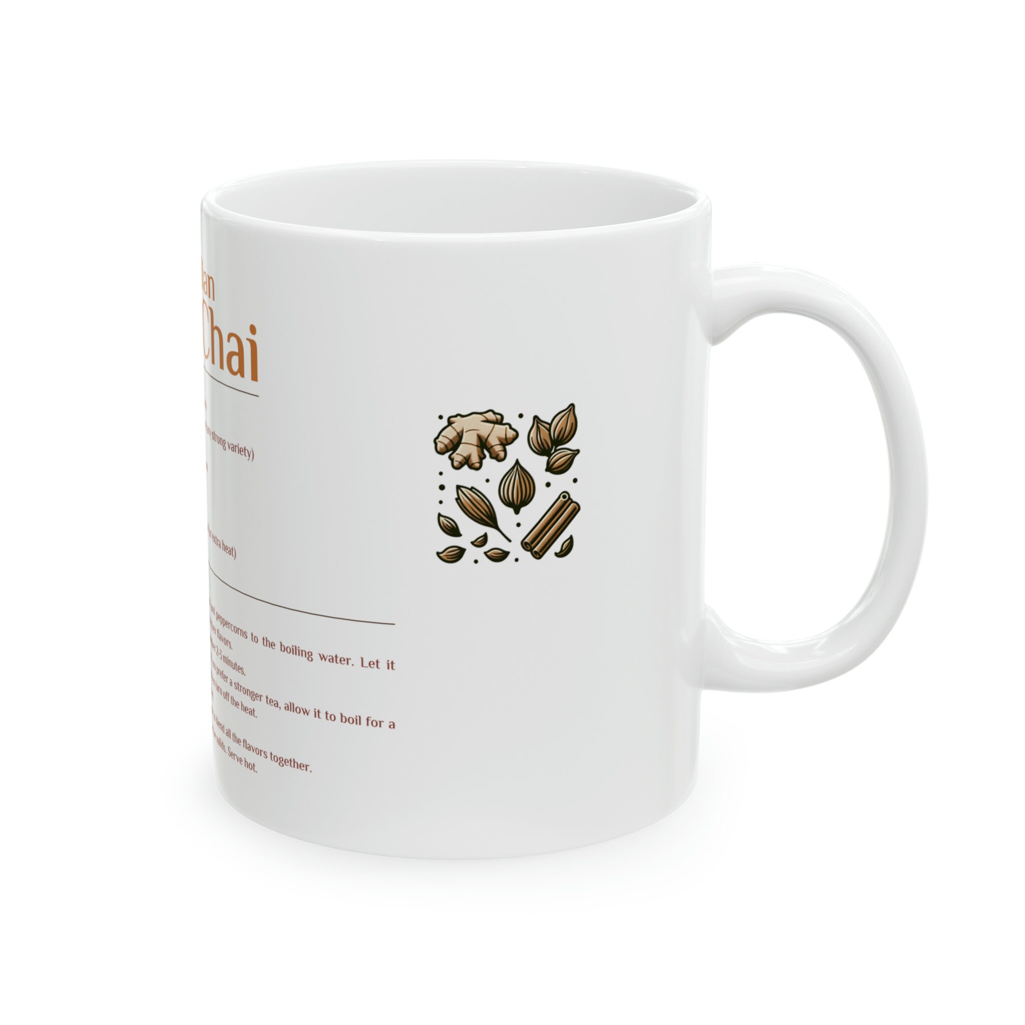 South Indian Masala Chai Recipe Ceramic Mug 11oz: Masala Tea Cup ...