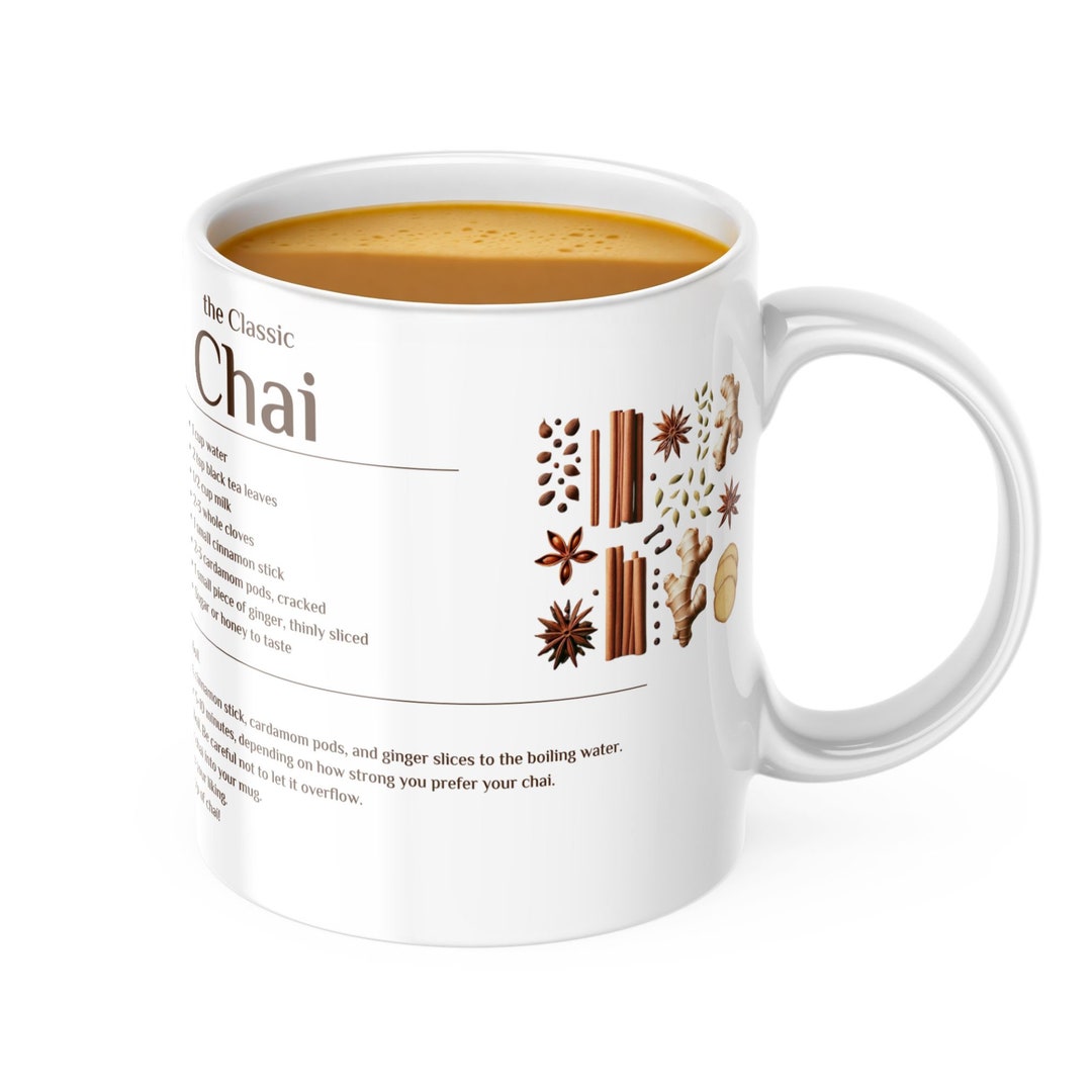 Classic Chai Recipe Ceramic Mug 11oz: Chai Brewing Guide, Spiced Tea ...
