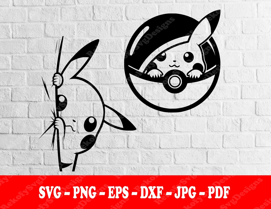 PEEKING PIKACHU, 2er Pack, SVG, T-Shirt, Aufkleber, Mug Wrap, Vektor ...