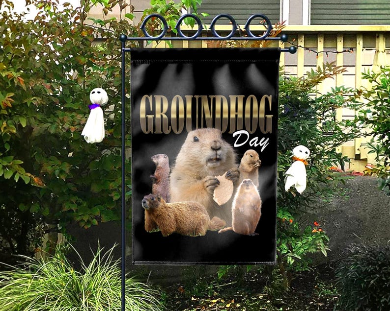 Groundhog Day Yard Flag, Seasonal Winter Rodent Decor, Nature Inspired ...