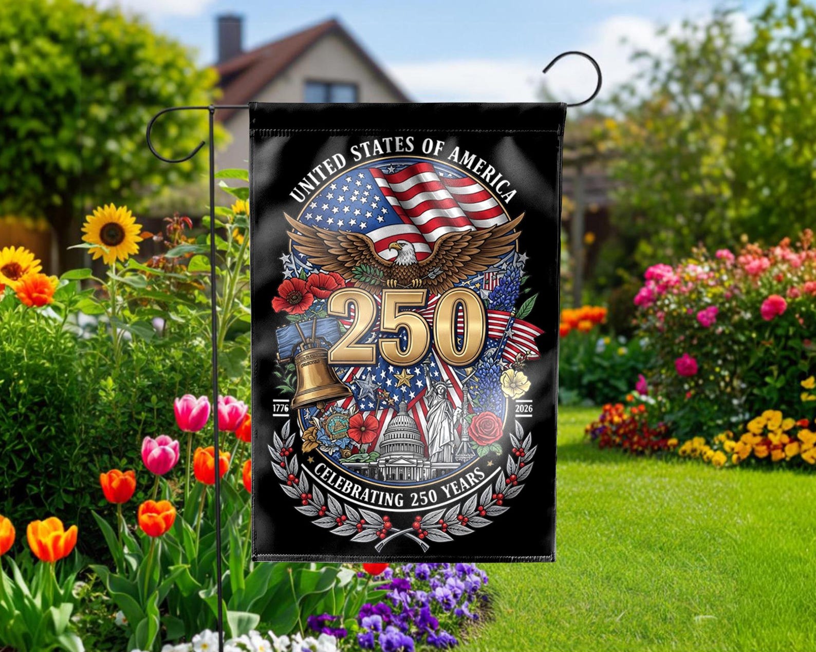 Patriotic Semiquincentennial Garden Flag 1776-2026, 250 Years Freedom ...