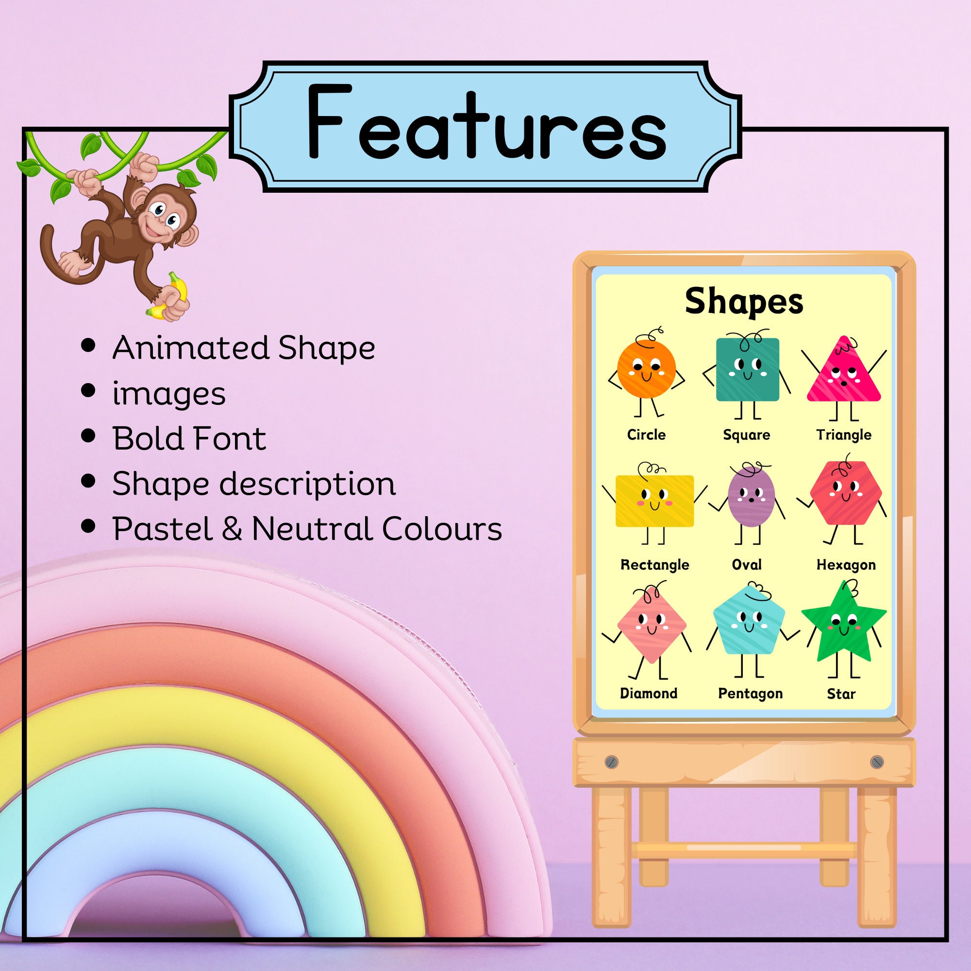 Fun Shapes Printable Pack Kids Learning Activities Preschool Montessori ...